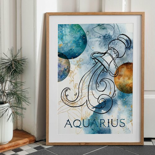 Постер интерьерный Cozy Poster Астрология Знак зодиака Водолей, 40х60 см, без рамы