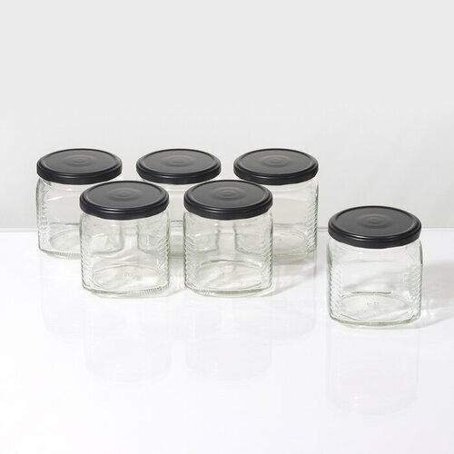 Набор стеклянных банок с крышкой для консервации, ТО-82 мм, для свечей, 0,39 л, 6 шт