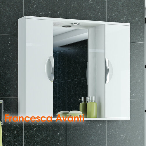 Шкаф-зеркало Francesca Avanti Доминго 75 С белый 2 шкафа