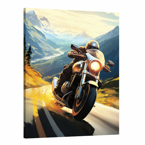 Интерьерная картина 50х70 "Свободный мотоциклист"