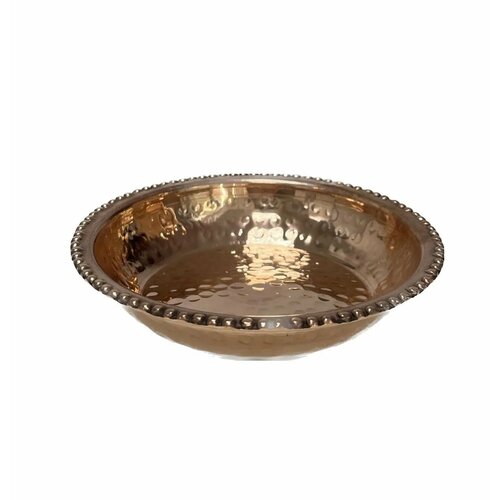 Тарелка-блюдце Премиум глубокое резное утолщенное 100% качественная медь 88 г, диаметр 11 Индия