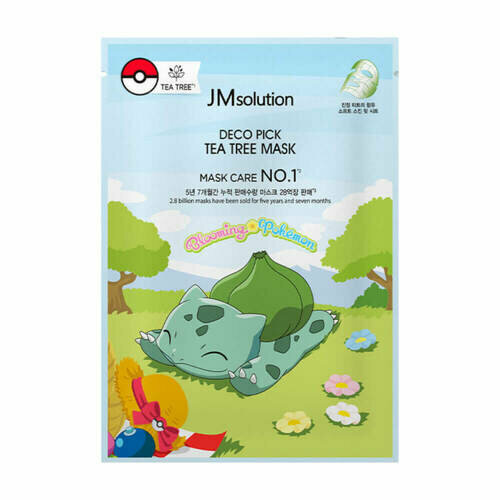 JMsolution Маска тканевая успокаивающая с чайным деревом - Deco pick tea tree mask pokemon, 30мл, 2 штуки