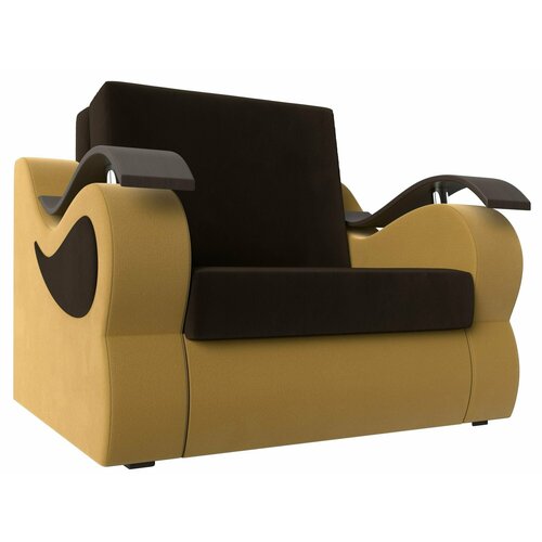 Кресло-кровать Меркурий 60, Микровельвет коричневый и желтый