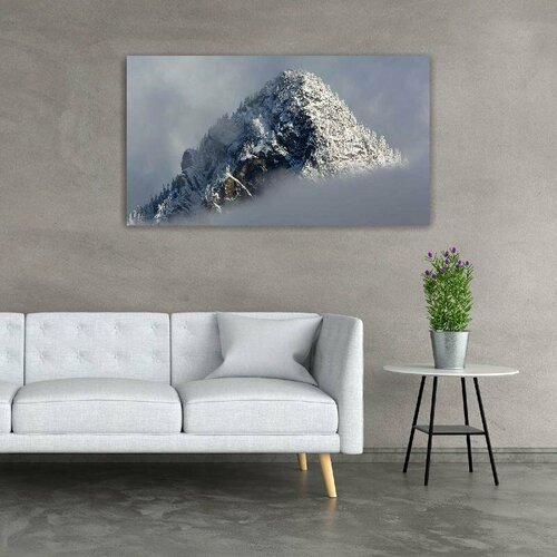 Картина на холсте 60x110 LinxOne "Горы гора природа пейзаж снег" интерьерная для дома / на стену / на кухню / с подрамником