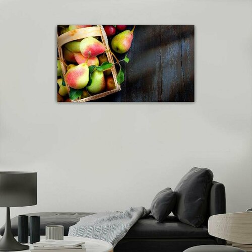 Картина на холсте 60x110 LinxOne "Груши" интерьерная для дома / на стену / на кухню / с подрамником