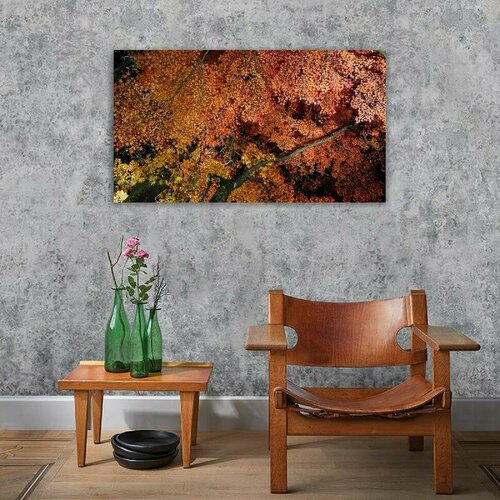 Картина на холсте 60x110 LinxOne "Листья осень дерево" интерьерная для дома / на стену / на кухню / с подрамником