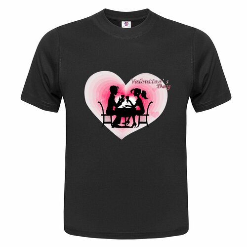 Футболка  Детская футболка ONEQ 128 (8-9) размер с принтом День Святого Валентина, черная, размер 8-9, черный