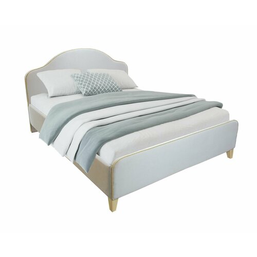 Двуспальная кровать София 180x200 основание металлическое с ламелями велюр белый без ножек