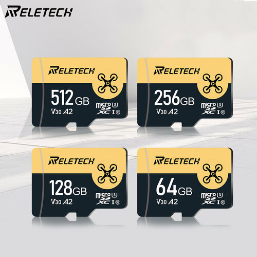 Reletech U3 A2 256ГБ Micro SD TF карты флэш-карты памяти класса 10 карт памяти для 4K HD Driving Recorder камеры, желтый и черный