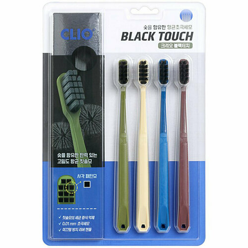 Набор зубных щеток Clio Black Touch Perfect fine Toothbrush, 4 шт