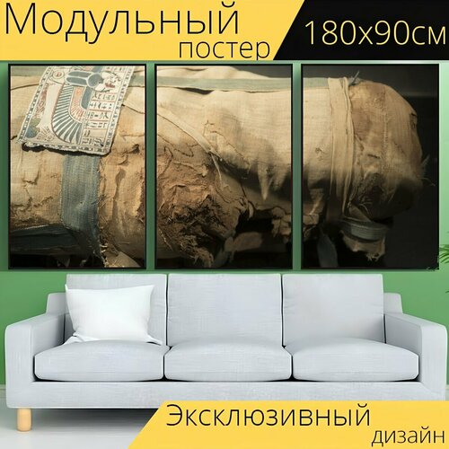 Модульный постер "Египет, мумия, египтянин" 180 x 90 см. для интерьера