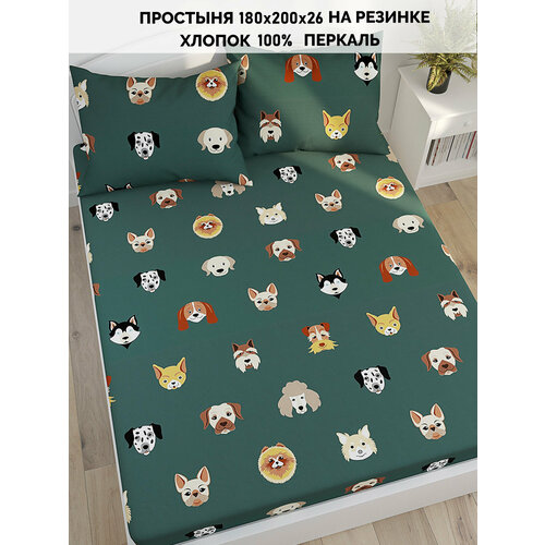 Простынь на резинке Кот Коттон "Dogs " 180х200 см