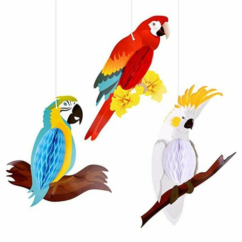 Набор Тропические попугаи 3шт, Гавайская вечеринка