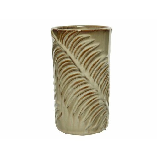 Kaemingk, Керамическая ваза пальмовый мотив, бежевая, 19 см 521473