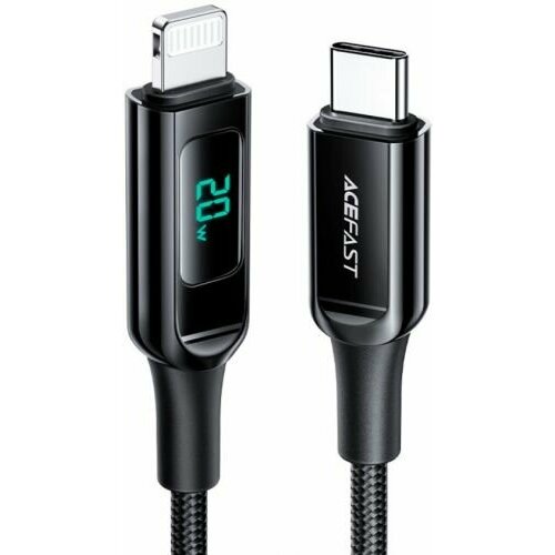 Кабель ACEFAST C6-01 USB Type-C/Lightning, 1.2м, с цифровым дисплеем, чёрный