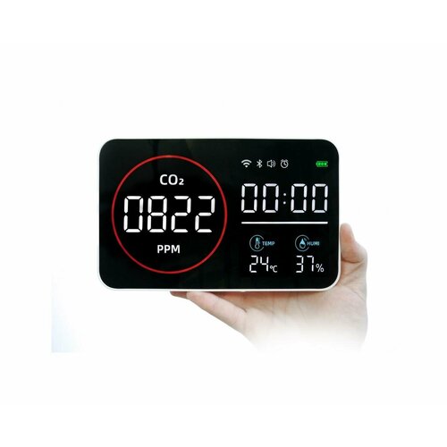 Многофункциональный датчик Tuya Wi-Fi монитор качества воздуха 4 в 1 (умный детектор) - Straz Gaz 916-M6-ТУЙЯ (O43396MN) CO2, влажность, температура
