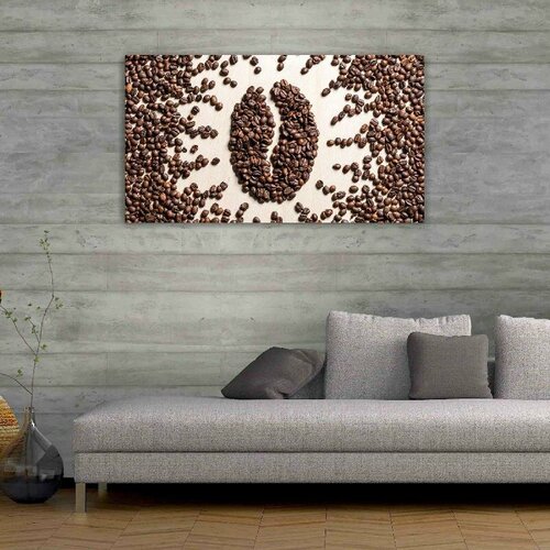 Картина на холсте 60x110 LinxOne "Кофе beans зерна coffee" интерьерная для дома / на стену / на кухню / с подрамником