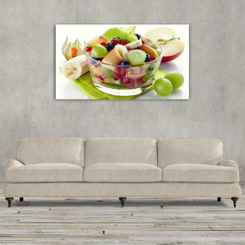 Картина на холсте 60x110 LinxOne "Виноград белый салат дольки" интерьерная для дома / на стену / на кухню / с подрамником