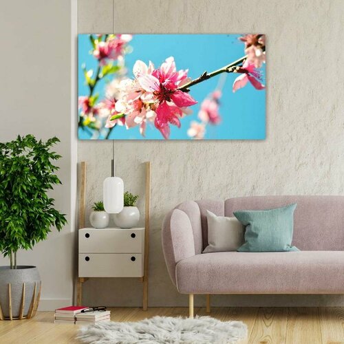 Картина на холсте 60x110 LinxOne "Цветок макро ветвь цветение" интерьерная для дома / на стену / на кухню / с подрамником