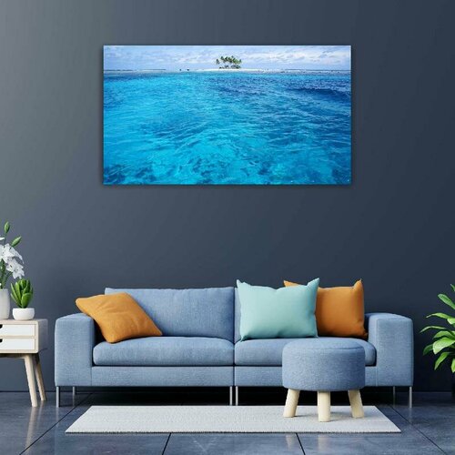 Картина на холсте 60x110 LinxOne "Пальмы океан остров" интерьерная для дома / на стену / на кухню / с подрамником