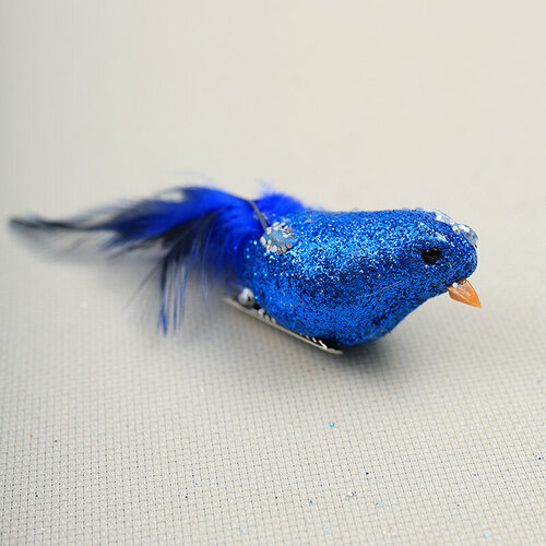 Рождественская декорация (Птичка, 1 шт) синяя