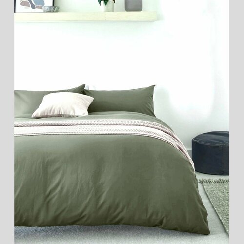 Однотонное постельное бельё sp003-1-5, цвет Олива, 1.5 спальный, матовый сатин, наволочки 50x70