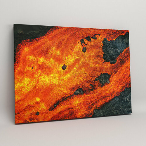 Картина на холсте (интерьерный постер) "Раскаленная лава", с деревянным подрамником, размер 40x30 см