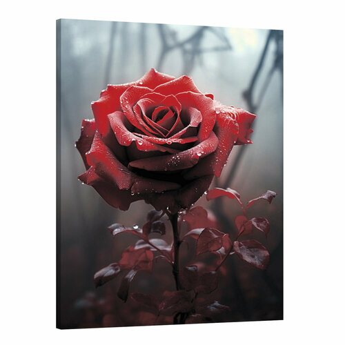 Интерьерная картина 50х70 "Розы в пеленах тайны"