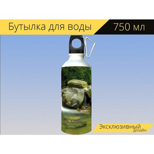 Бутылка фляга для воды "Иржи, долина, корея естественно" 750 мл. с карабином и принтом
