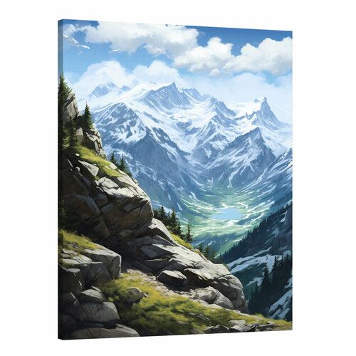 Интерьерная картина 50х70 "Пик горы: взгляд с вершины"