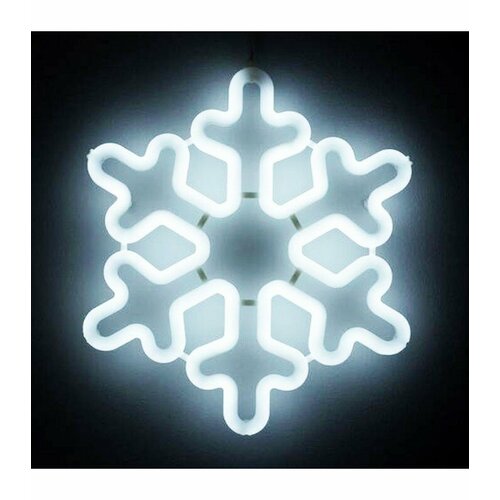 Светодиодная неоновая снежинка, цвет свечения холодный белый, размер 30 см. IP65