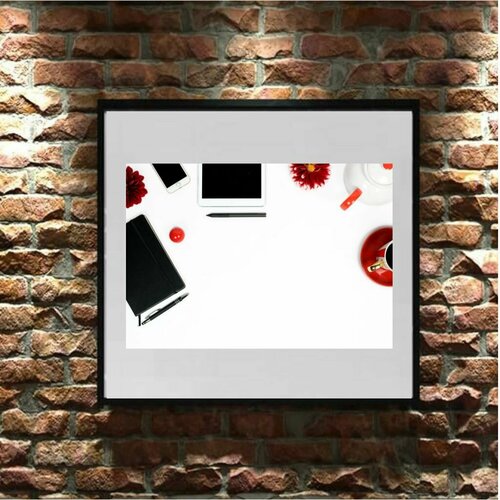 Постер "Блокнот, планшет и смартфон на столе" Cool Eshe из коллекции "Интерьеры на любой вкус", плакат на стену А4 (29,7 х 21 см)