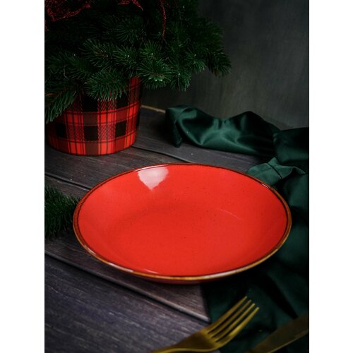 Тарелка глубокая Porland Seasons, 21 см красная, фарфор