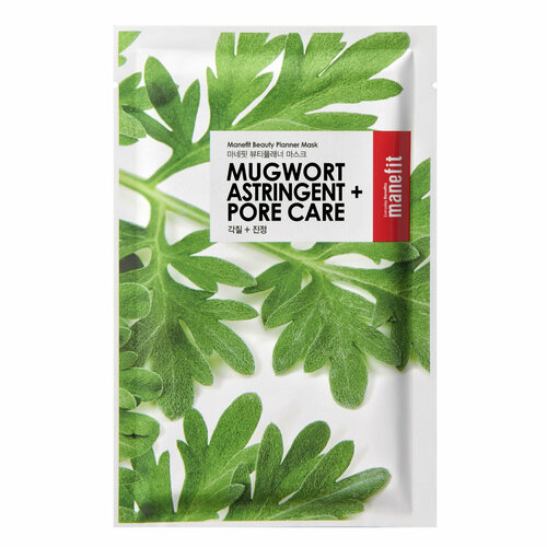 Тканевая маска для уменьшения пор лица с полынью Manefit Beauty Planner Mugwort Astringent And Pore Care Mask /20 мл/гр.