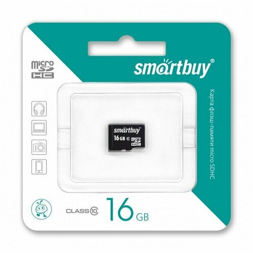 Micro SDHC карта памяти Smartbuy 16GB Сlass 10 (без адаптеров)