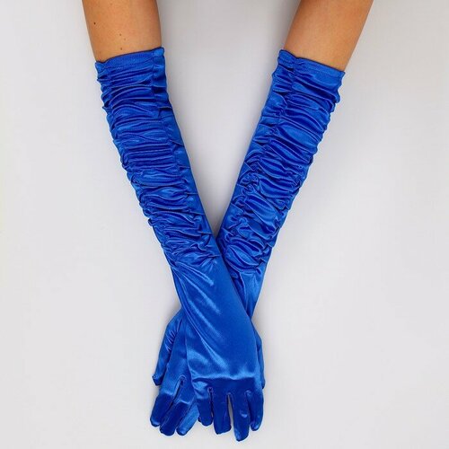 Карнавальный аксессуар - перчатки со сборкой, цвет синий, "Страна Карнавалия"