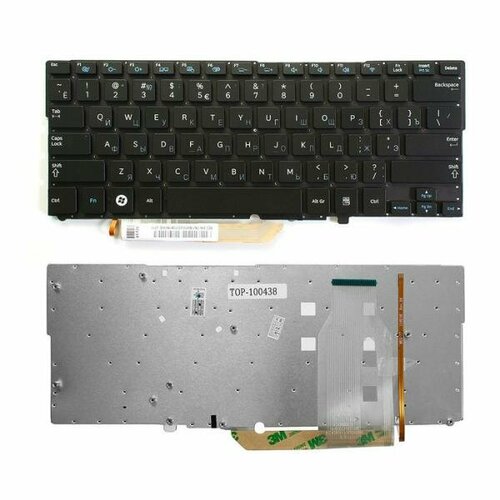 Клавиатура для ноутбука Samsung NP900X3A Series. Плоский Enter. Чёрная, без рамки. С подсветкой. Русифицированная. PN: BA75-02898A.