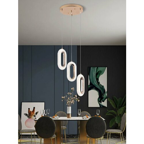 Подвесной светильник Sofitroom Sofia, LED светильник потолочный, 3 плафона на круге стекло, корпус металл цвет золотой, люстра светодиодная