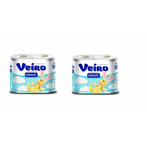 Veiro Туалетная бумага Классик, 2-слоя, 4 рул, белая, 2 упаковки