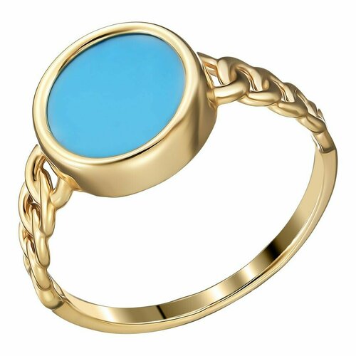 Перстень UVI Ювелирочка, серебро, 925 проба, золочение, размер 17, голубой, золотой