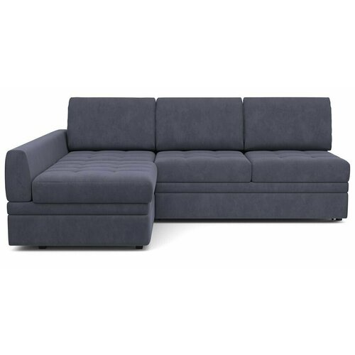 Угловой диван-кровать PUSHE раскладной Бруно, левый угол, велюр, серый Formula 998