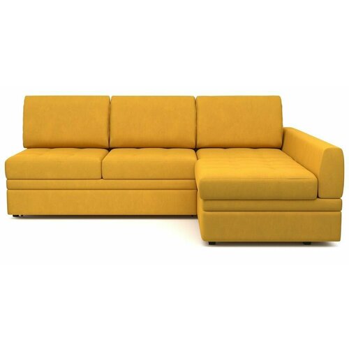 Угловой диван-кровать PUSHE раскладной Бруно, правый угол, велюр, желтый Formula 560