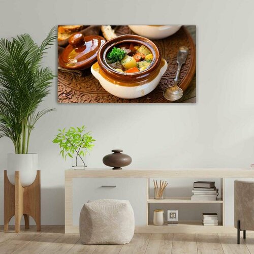 Картина на холсте 60x110 LinxOne "Овощи горшочек жаркое" интерьерная для дома / на стену / на кухню / с подрамником