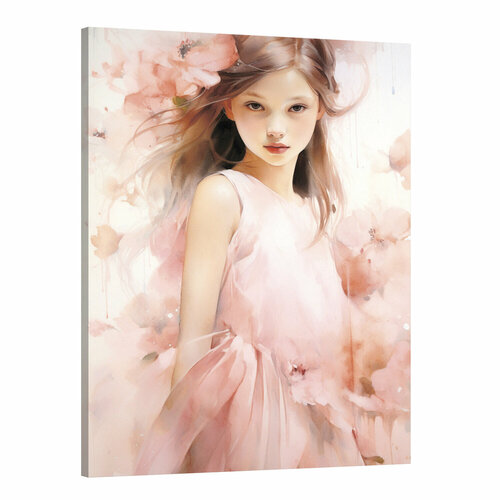 Интерьерная картина 50х70 "Девочка в розовом мире"