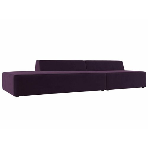 Прямой модульный диван Монс Модерн левый, Велюр фиолетовый