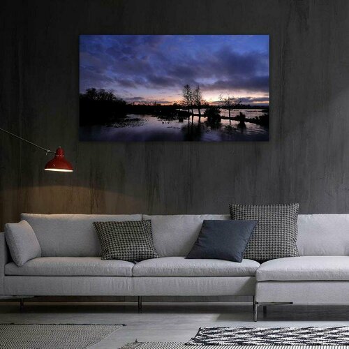 Картина на холсте 60x110 LinxOne "Деревья закат небо" интерьерная для дома / на стену / на кухню / с подрамником