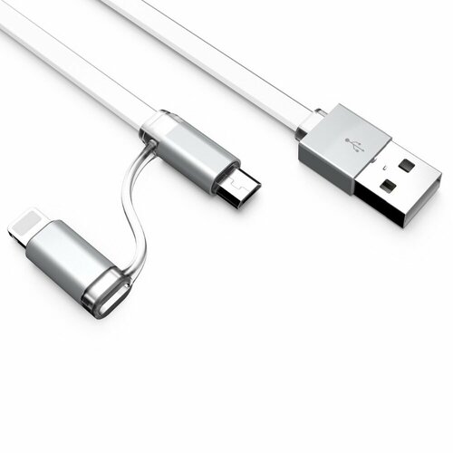 Кабель USB - Lightning + micro USB LDNIO LC84 1 метр, белый