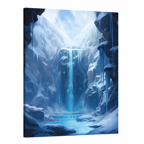 Интерьерная картина 50х70 "Водопад в зимнем плену"