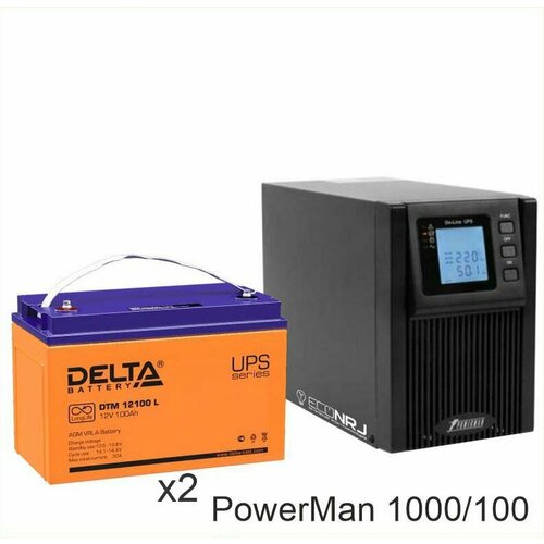 ИБП POWERMAN ONLINE 1000 Plus + Delta DTM 12100 L