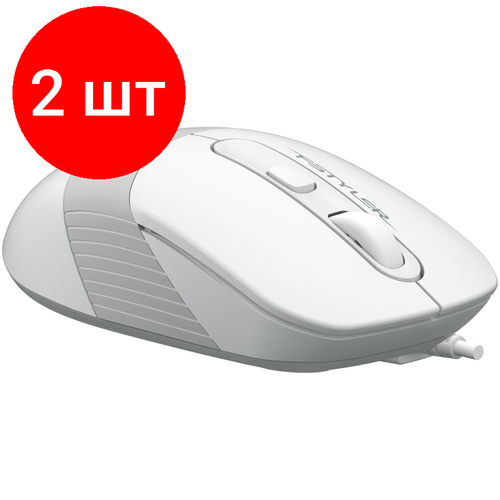 Комплект 2 штук, Мышь компьютерная A4Tech Fstyler (FM10 WHITE)белый/серый оптич 1600dpi/4but